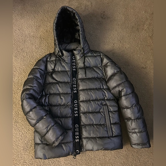Guess | Jackets & Coats | Mens Guess Puffer Jacket Reflective Medium ...